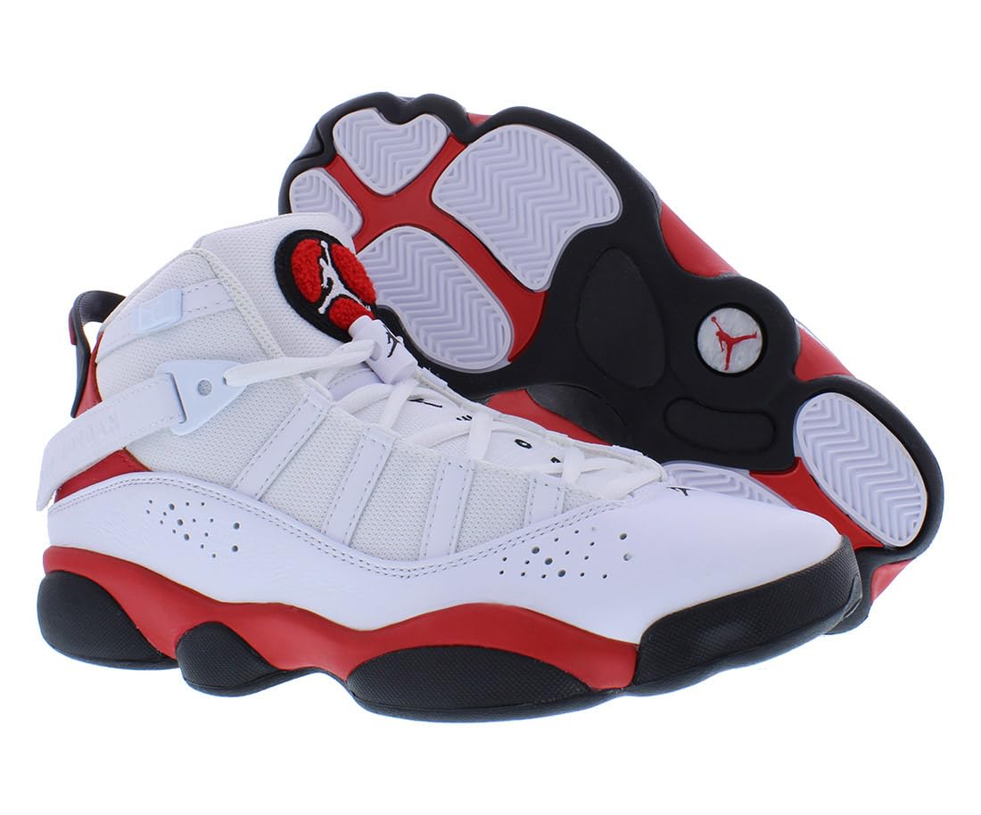 Jordan Men's 6 Rings Basketball Shoes, White/Black-university Red, 10