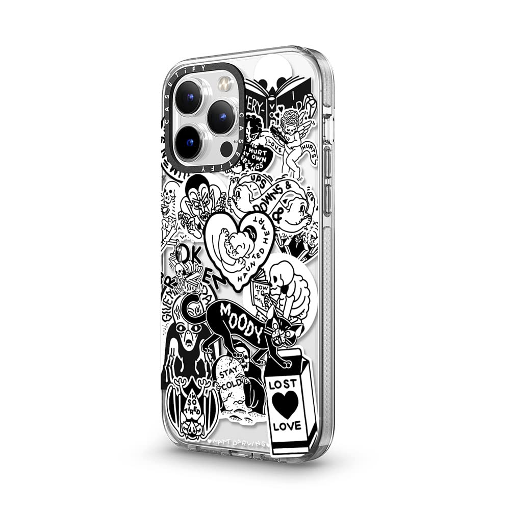 CASETiFY Clear iPhone 14 Pro Max Case [Not Yellowing / 6.6 ft. 3X Military Grade Drop Protection/Magsafe] - matt Darling Sticker Collage - Clear