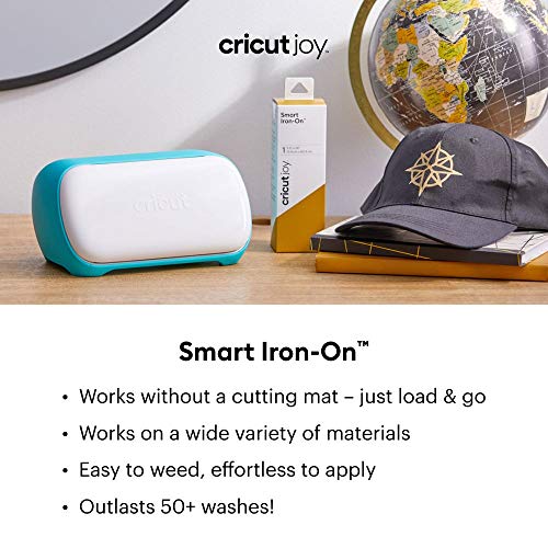 Cricut Joy Smart Iron On Vinyl - HTV Vinyl for Apparel & Decor, Outlast 50+ Washes, Quick Matless Cutting, Wide Application, Iron On Vinyl for Stickers & Decals, White