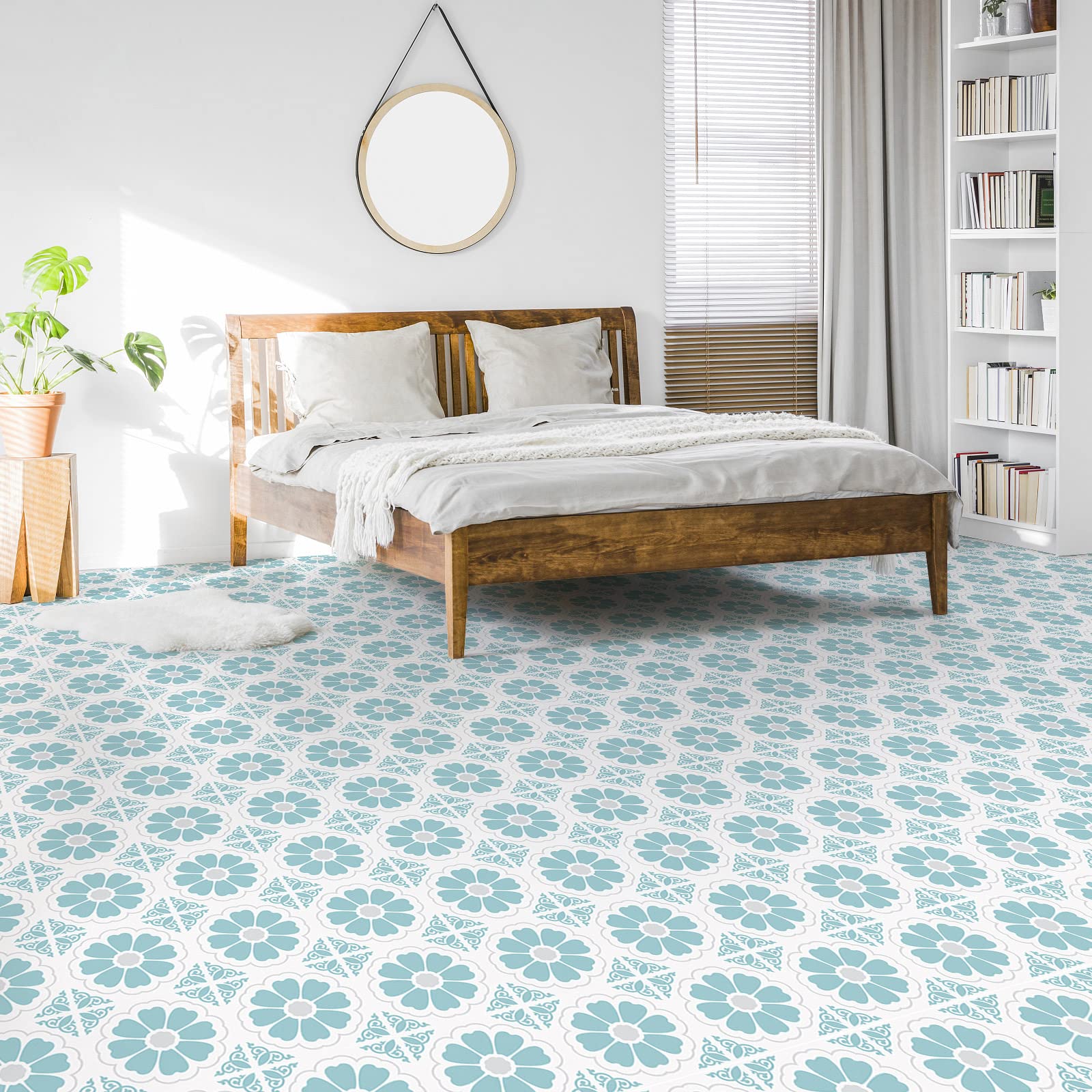 Peel & Stick Floor Tiles Vinyl Flooring 8"x8", Suitable for Wall, Floor, Kitchen, Bathroom, Pet House 10 Sheets (8x8 inches, Tamensa Encaustic, 10)
