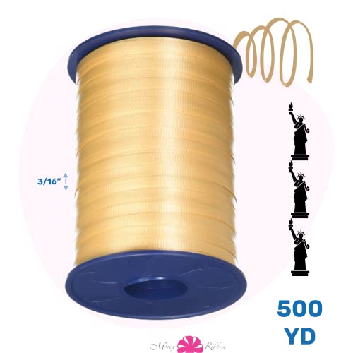 Morex Ribbon Crimped Curling Ribbon Morex, 3/16" x 500 yd, Soft Gold