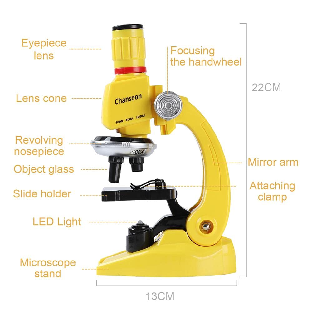 100x-1200x Kids Microscope Kit with Slides, Smartphone Adapter and Accessory Kit,Early Education Toy for Child