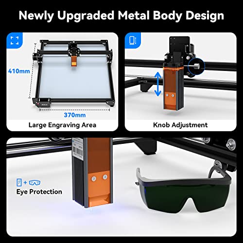 WAINLUX JL3 Laser Engraving Machine for Metal Acrylic Leather, 5W Laser Power Engraver with Spot Compression Technology for Wood Cutting,0.05mm High Precision Laser Cutter, 370*410mm Engraving Area.