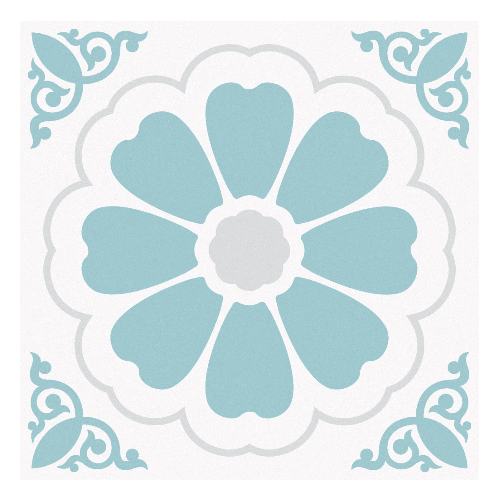 Peel & Stick Floor Tiles Vinyl Flooring 8"x8", Suitable for Wall, Floor, Kitchen, Bathroom, Pet House 10 Sheets (8x8 inches, Tamensa Encaustic, 10)