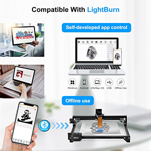 WAINLUX JL3 Laser Engraving Machine for Metal Acrylic Leather, 5W Laser Power Engraver with Spot Compression Technology for Wood Cutting,0.05mm High Precision Laser Cutter, 370*410mm Engraving Area.