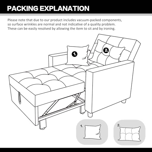 XSPRACER [Updated Convertible Chair Bed, Sleeper Sofa 3 in 1, Stepless Adjustable Backrest,Armchair, Sofa, Bed, PU Imitation, Brown, Single One