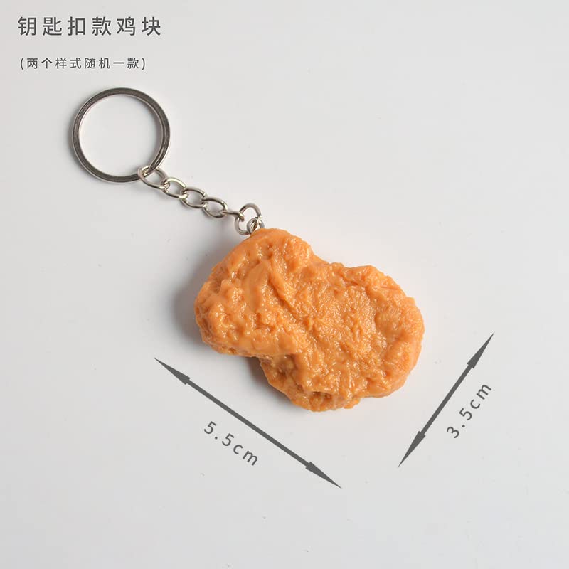 Fuqimanman2020 Imitation Food Keychain Fried Chicken Leg Chicken Nuggets Wing Keychain Creative KeyRing for Handbag Purse Car Accessories-Chicken nuggets