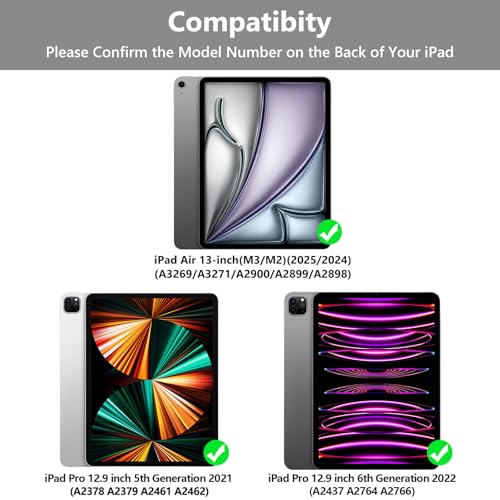 TQQ for iPad Air 13-inch (M2) 2024 & Pro 12.9 inch 2022 Case with Keyboard, Keyboard case for 12.9-inch iPad Pro 6th/5th Generation - with Pencil Holder for New iPad Air 13-inch/iPad Pro 12.9 Green