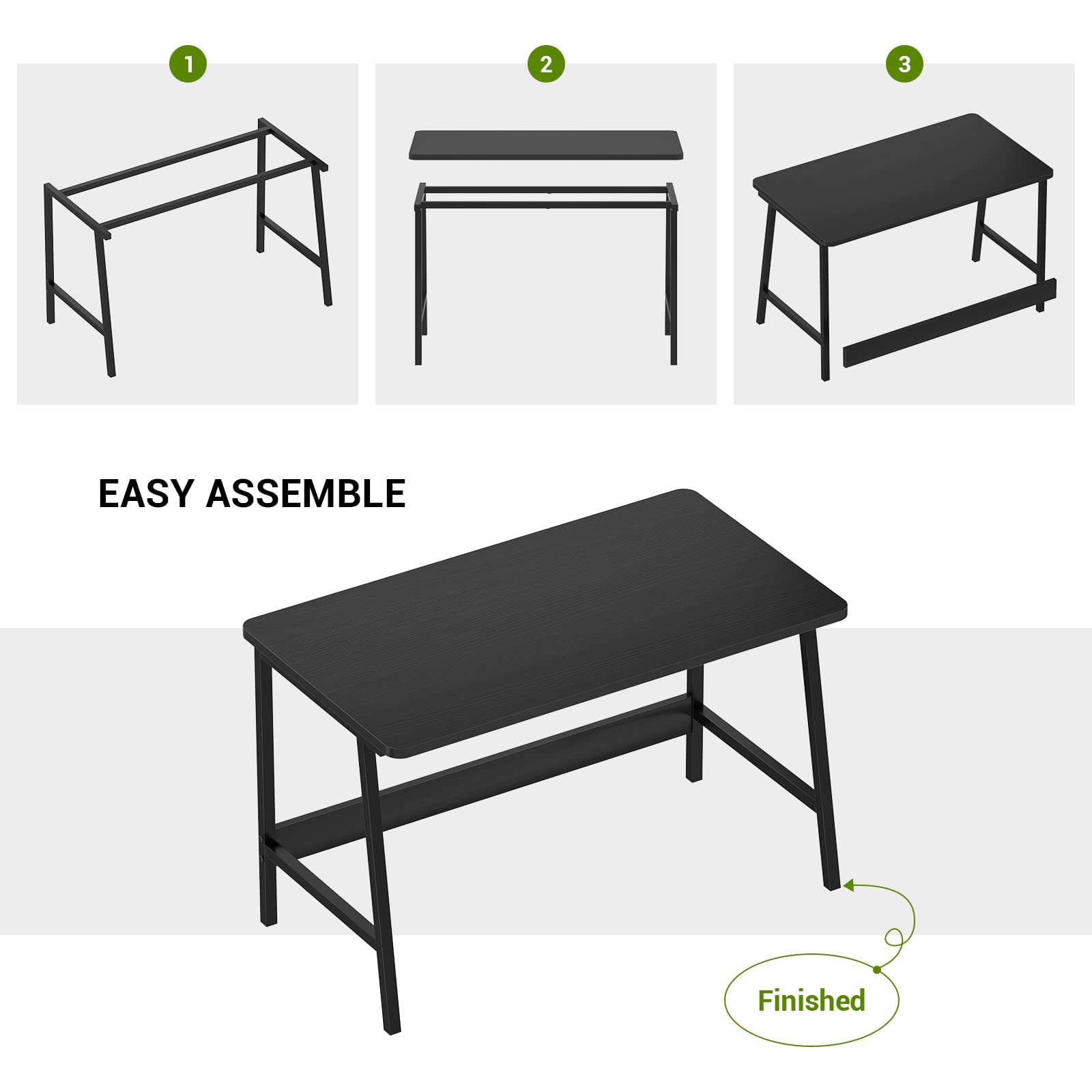 Topfurny Computer Desk, 39 Inch Small Computer Desk Study Table for Small Spaces, Modern Simple Writing Desk with Round Desk Corner Edge for Home Office, School, Bedroom, Workstation,Black