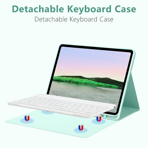 TQQ for iPad Air 13-inch (M2) 2024 & Pro 12.9 inch 2022 Case with Keyboard, Keyboard case for 12.9-inch iPad Pro 6th/5th Generation - with Pencil Holder for New iPad Air 13-inch/iPad Pro 12.9 Green