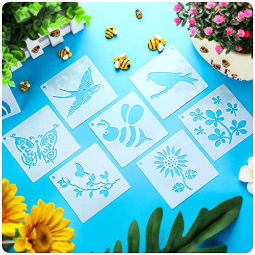 60 Pieces Stencil for Painting Reusable Stencils Wall Stencil DIY Craft Template Paint Stencils for Painting on Wood Wall Home Decor(Flowering Plants)