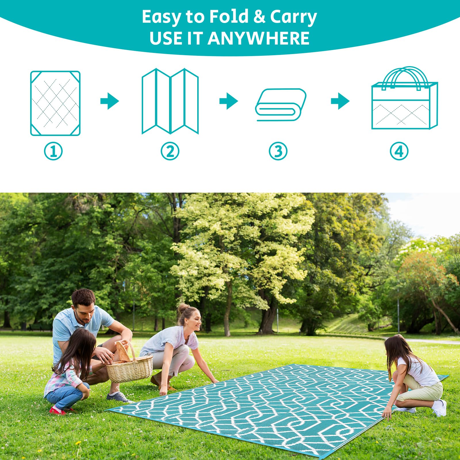 HEBE Outdoor Rug 6'x9' for Patios Waterproof Clearance Reversible Patio Mat Plastic Straw Rug RV Camping Mat Outside Area Rug Carpet for Camping RV,Porch,Deck,Balcony,Camper,Backyard