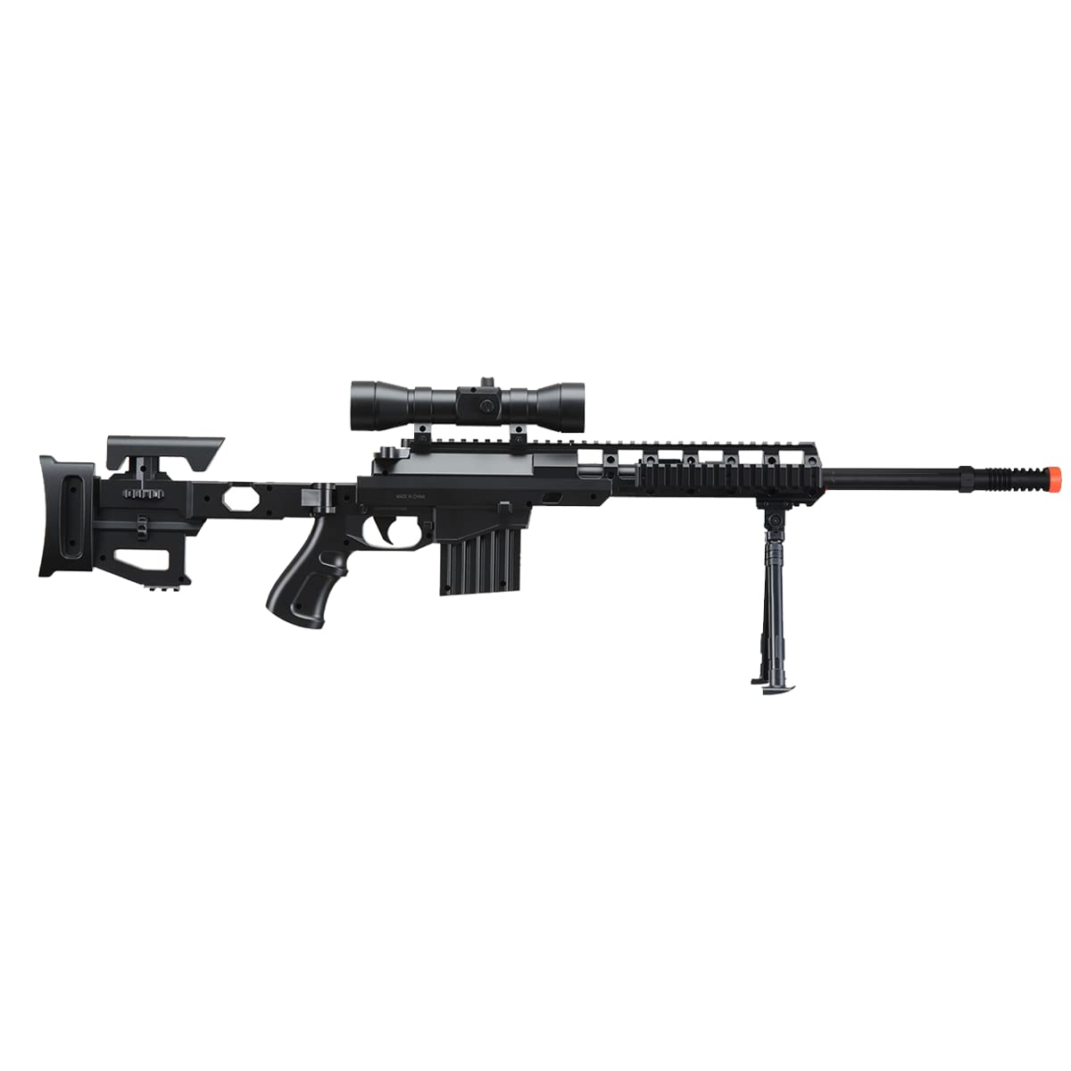 Goldenball CQB Spring ABS Airsoft Tactical Sniper Rifle Gun with Folding Stock + Flashlight + Bipod