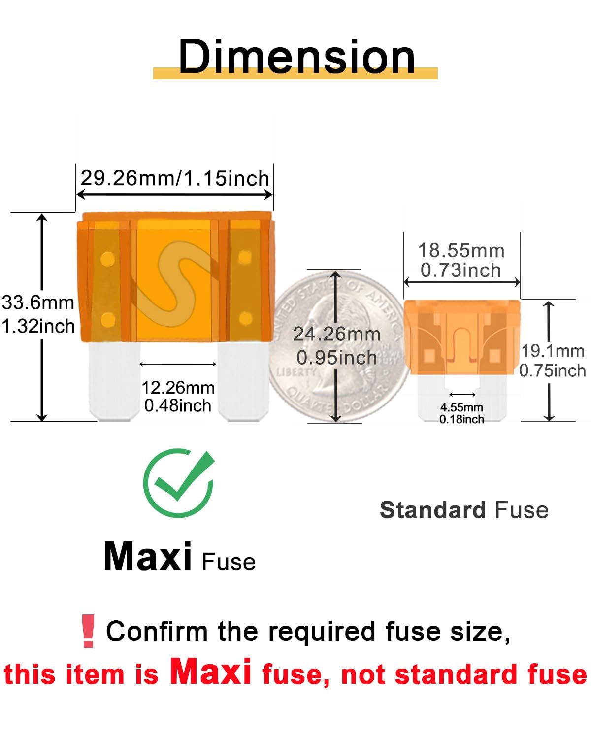 10pcs 40AMP Maxi Fuses - 40A 32V Automotive Blade Fuse for Auto, Car, Rv, Boat, Truck
