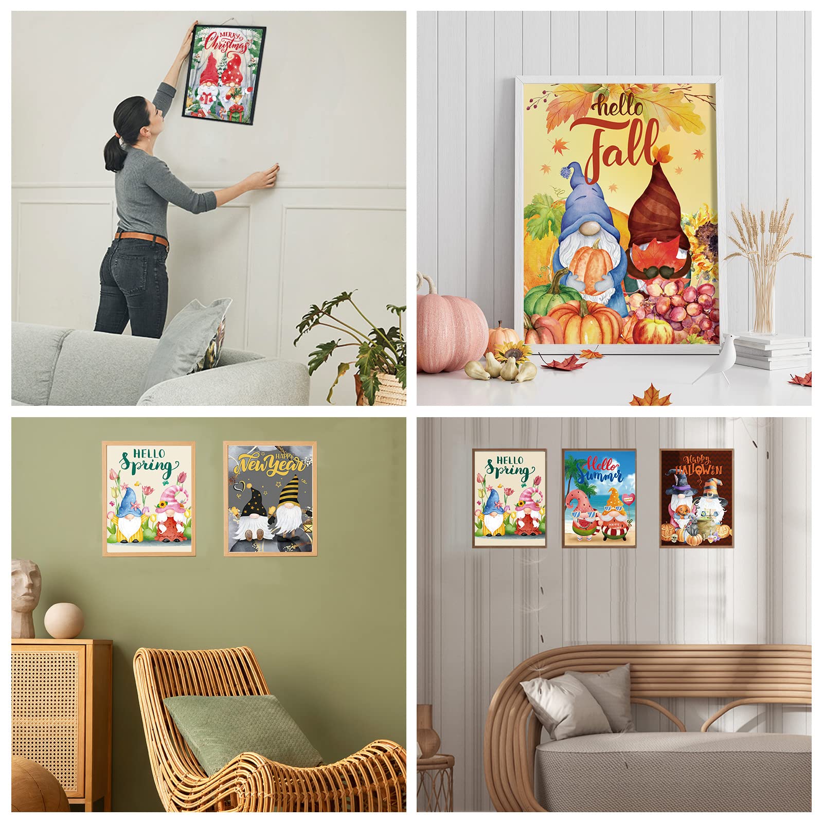12 Pieces DIY Diamond Art Kits 5D Gnome Diamond Painting Kits for Adults Valentines Day St Patricks Day Paintings for Kid Parents Children Beginners, 12 x 16 Inch