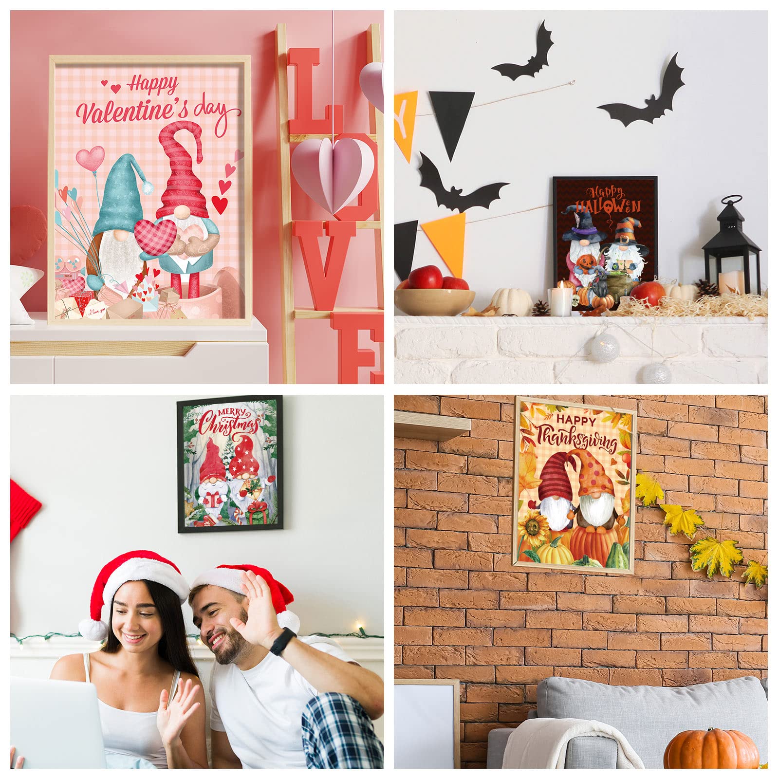 12 Pieces DIY Diamond Art Kits 5D Gnome Diamond Painting Kits for Adults Valentines Day St Patricks Day Paintings for Kid Parents Children Beginners, 12 x 16 Inch