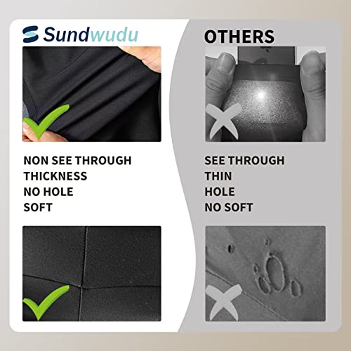 Sundwudu Leggings for Women Tummy Control - High Waist Non See Through Printed Workout Yoga Pants Black