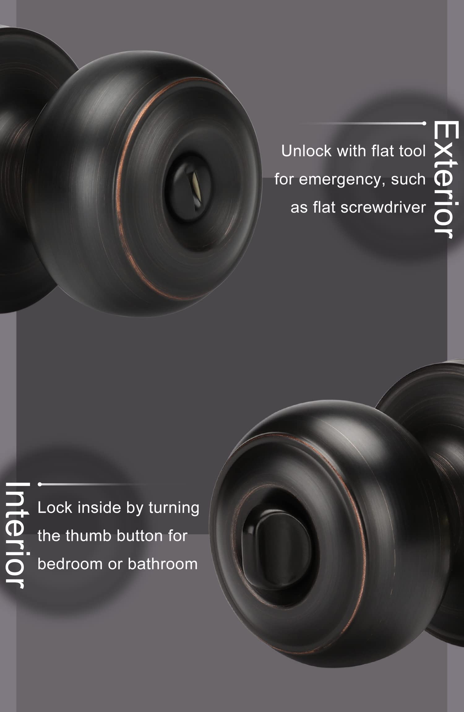 goldenwarm Oil-Rubbed Bronze Interior Door Knobs, Interior Door Knobs Bedroom, Bronze Door Knobs Privacy, Oil-Rubbed Bronze Finish Door Knobs Interior, Door Knobs Bulk(6 Pack, Oil-Rubbed Bronze)