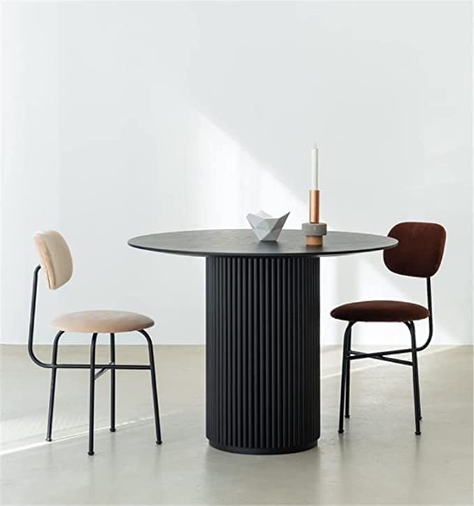 NIUYAO Round Solid Wood Dining Table Black, 27.5" W Circular Tabletop for Dining Room Kitchen Leisure Coffee Table