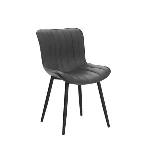 YOUNUOKE Black Dining Chairs Set of 2, Faux Leather Upholstered Kitchen & Dining Room Chairs with Back, Mid Century Modern Minimalist Accent Chair Armless for Guest Reception Waiting Living Room
