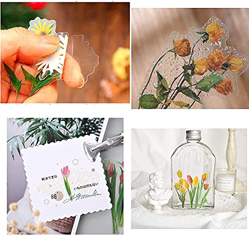 80 Pieces Natural Flower Stickers for Scrapbooking, Self-Adhesive Scrapbooking Stickers Supplies Journal for Adult Card Making Letters DIY (Style A)