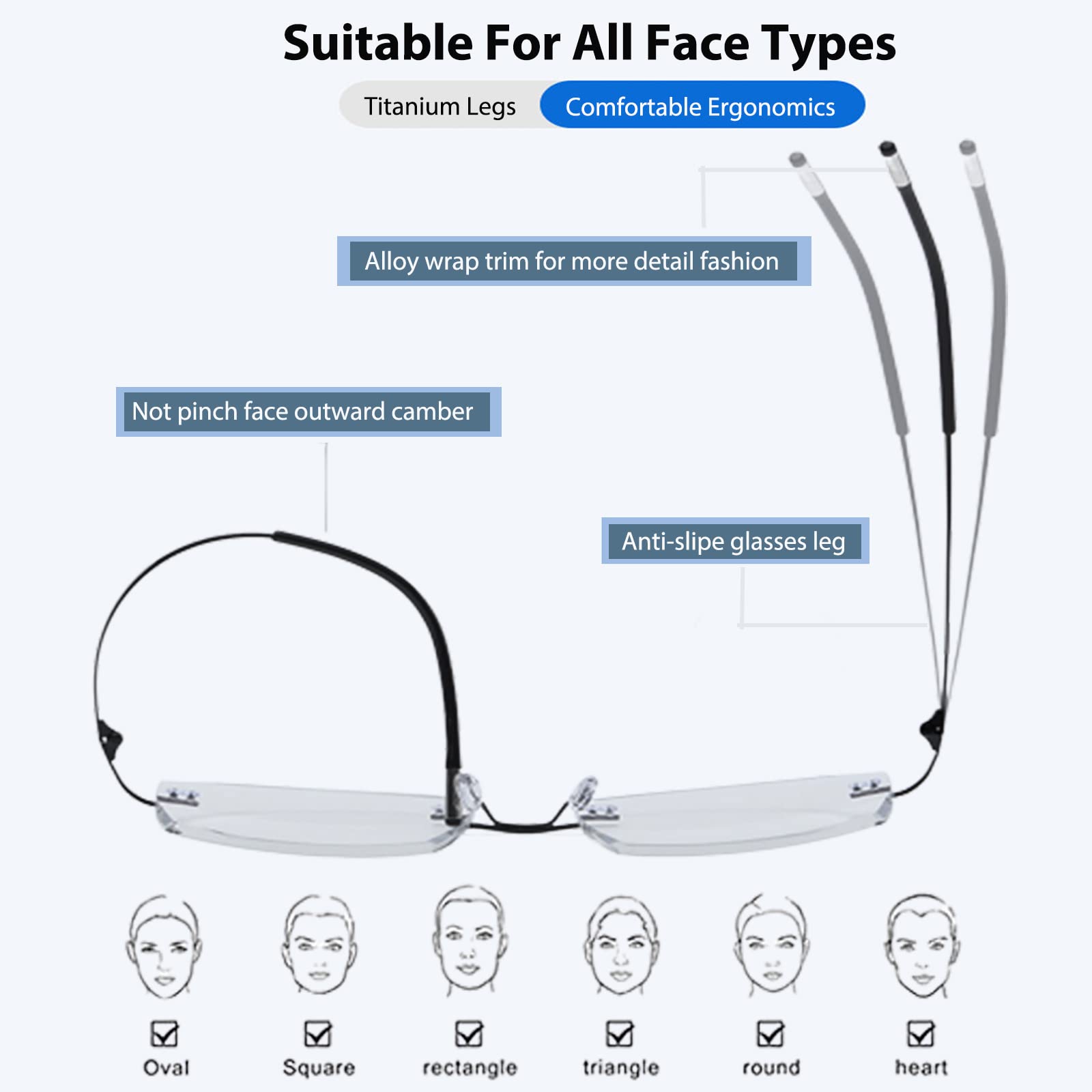 SUGLSS Photochromic Progressive Multifocus Reading Glasses for Men Women Diamond Cut Anti-Blue Light Multifocal Reader Diamond-cut Titanium Frame Transition Sunglasses No Line Eyeglasses 2.5