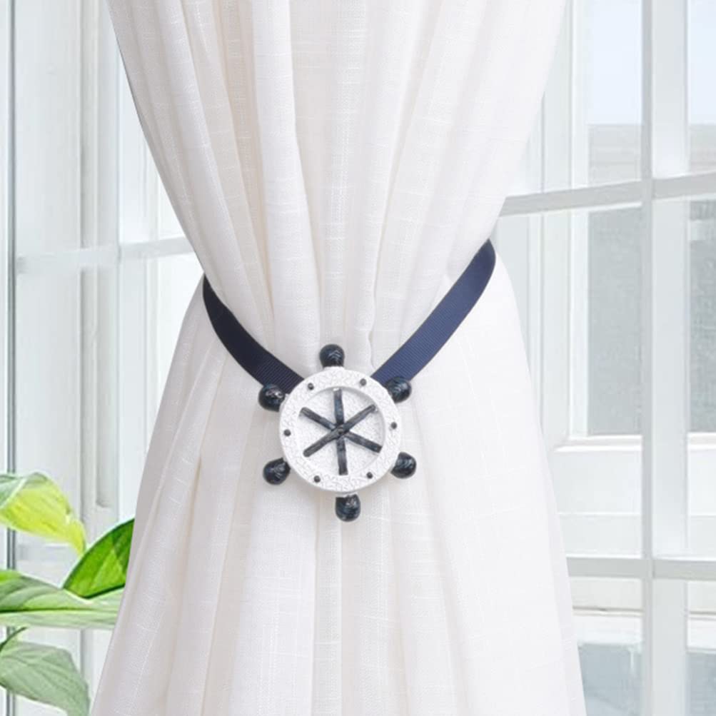 LIFKOME 2pcs Curtain Hook Magnetic Tie Back Window Magnetic Holdbacks Curtain Tiebacks Curtain Brackets for Curtain Rod Outdoor Curtains Curtain Buckle Simple Seaside Tassel Polyester