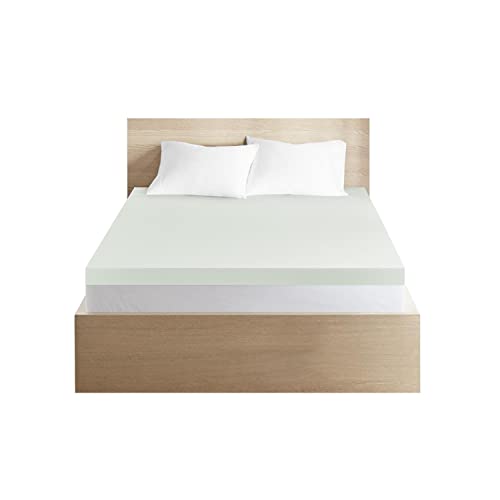 Clean Spaces 3 Inch Green Tea Infused Memory Foam Pad Mattress Topper with Removable & Machine- Washable Rayon (from Bamboo) Cooling -Cover, Luxurious All Season Enhanced -Bed Support, Twin Green