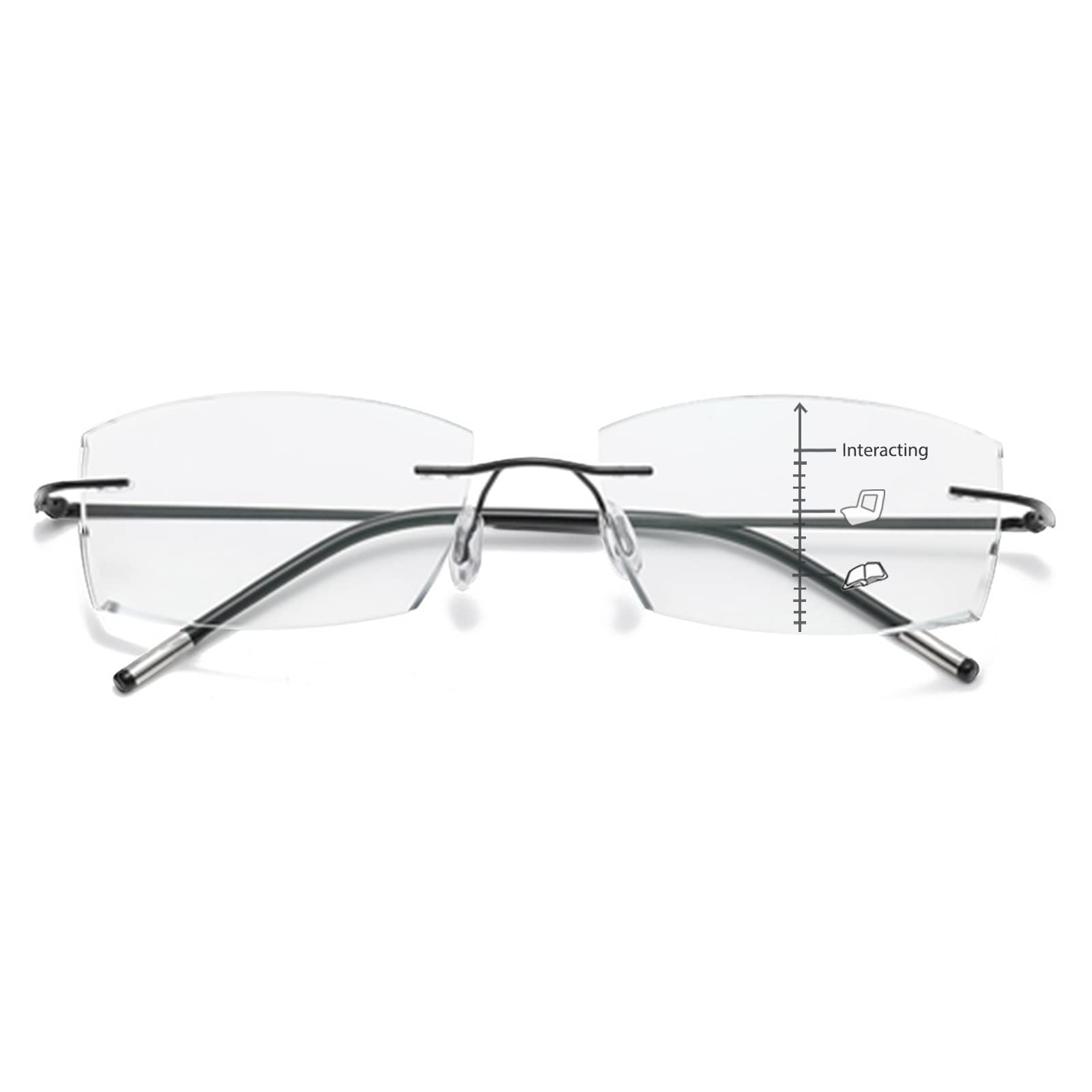 SUGLSS Photochromic Progressive Multifocus Reading Glasses for Men Women Diamond Cut Anti-Blue Light Multifocal Reader Diamond-cut Titanium Frame Transition Sunglasses No Line Eyeglasses 2.5