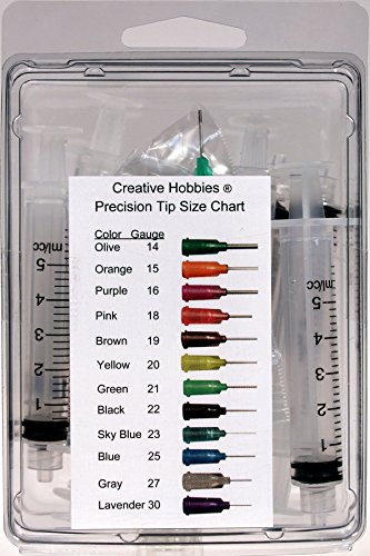Creative Hobbies® Glue Applicator Syringe for Flatback Rhinestones & Hobby Crafts, 5 Ml with 15 Gauge Orange Precision Tip - Value Pack of 10