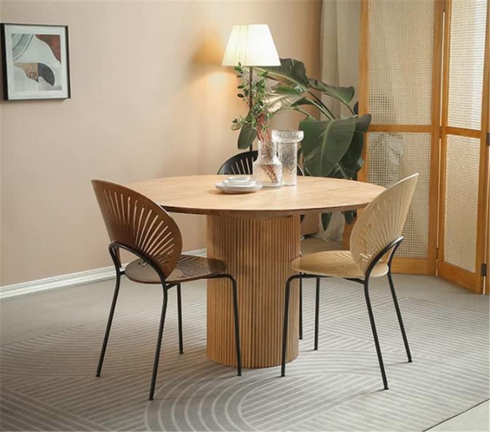 NIUYAO Round Solid Wood Dining Table Black, 27.5" W Circular Tabletop for Dining Room Kitchen Leisure Coffee Table