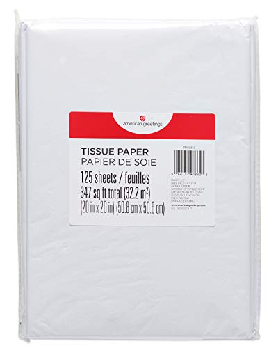 American Greetings Bulk White Tissue Paper for Birthdays, Easter, Mother's Day, Father's Day, Graduation and All Occasions (125-Sheets)