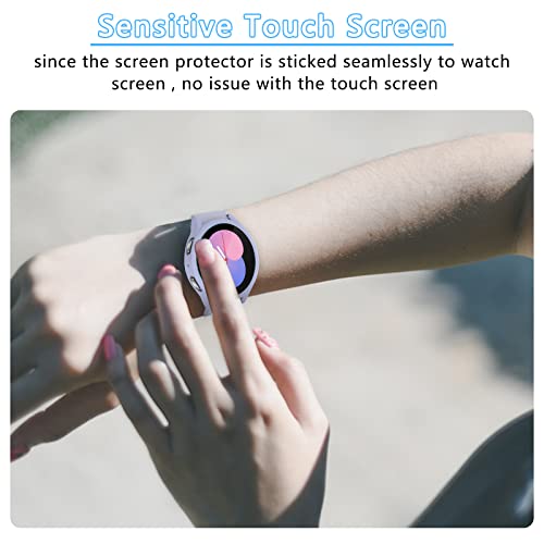 Haojavo [4+6Pack] for Samsung Galaxy Watch 5/Galaxy Watch 4 44mm Screen Protector Case, 4 Pack Hard PC Cover Protective Bumper Shell + 6 Pack Tempered Glass Film for Galaxy Watch 44mm Accessories