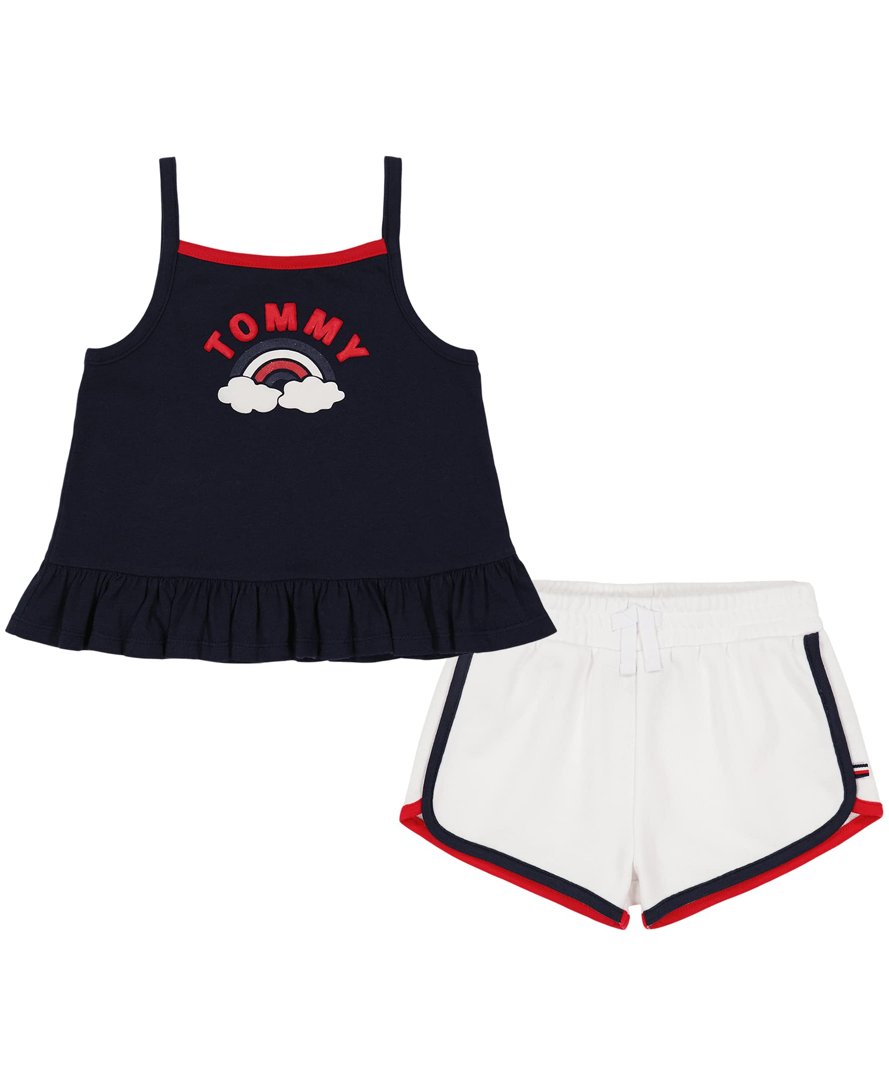 Tommy Hilfiger Baby Girls 2 Pieces Short Set, Tommy Navy/White/Tommy Red, 24M US