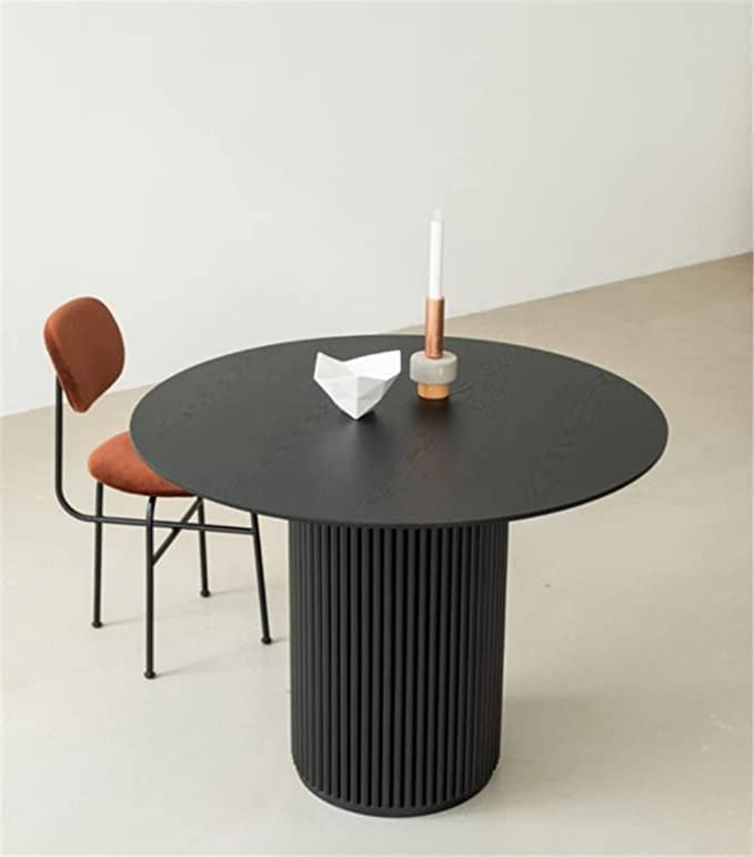 NIUYAO Round Solid Wood Dining Table Black, 27.5" W Circular Tabletop for Dining Room Kitchen Leisure Coffee Table