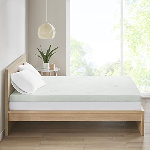 Clean Spaces 3 Inch Green Tea Infused Memory Foam Pad Mattress Topper with Removable & Machine- Washable Rayon (from Bamboo) Cooling -Cover, Luxurious All Season Enhanced -Bed Support, Twin Green