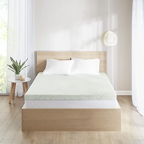 Clean Spaces 3 Inch Green Tea Infused Memory Foam Pad Mattress Topper with Removable & Machine- Washable Rayon (from Bamboo) Cooling -Cover, Luxurious All Season Enhanced -Bed Support, Twin Green
