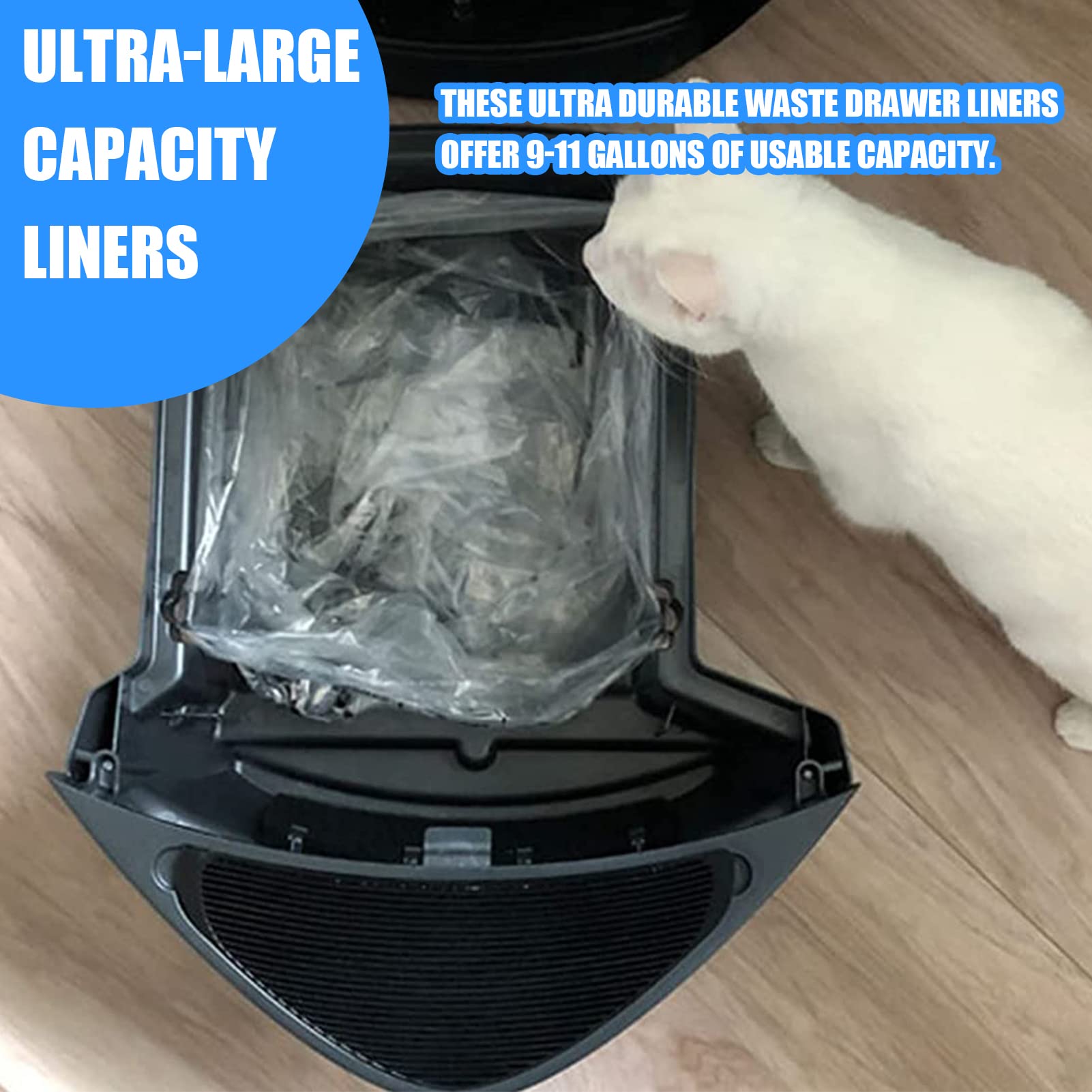 Waste Drawer Liners Compatible with Litter Box Robot, Replacement Waste Drawer Liners Compatible with Litter Bag Robot 3, 60 Pack Count Waste Bags, 9-11 Gallons