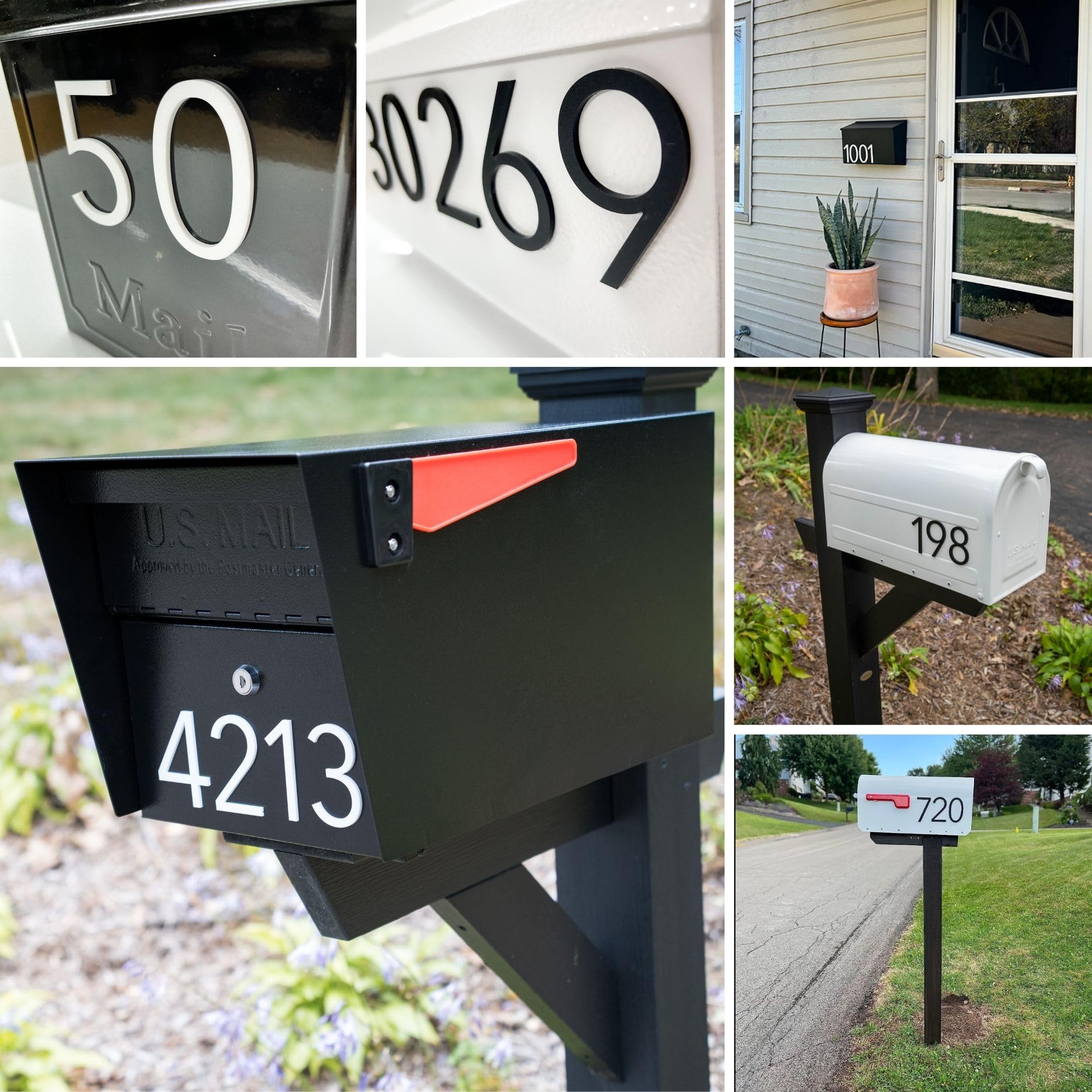 Discovered Designs - Premium Individual 3D Acrylic Mailbox Number – Self Stick – Long Lasting – Weatherproof – Made in USA (White 4 inch, Number 9)
