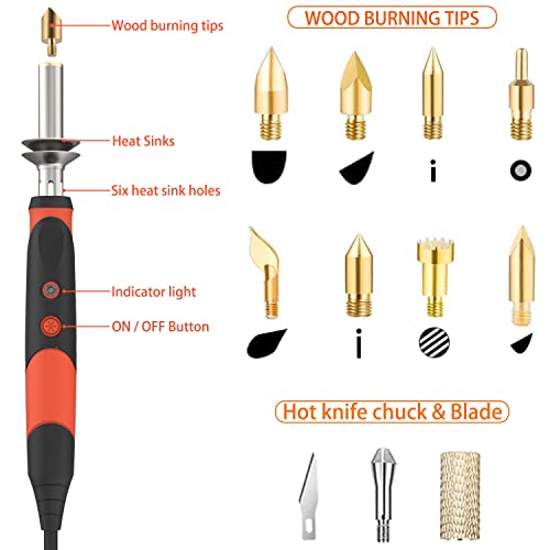 Wood Burning kit, Professional WoodBurning Pen Tool, DIY Creative Tools ,Wood Burner for Embossing/Carving/Pyrography,Suitable for Beginners,Adults
