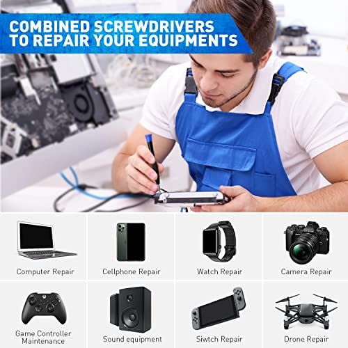 Small Screwdriver Set, VMAN 33Pcs Magnetic Precision Screwdriver with Flathead Phillips Screwdrivers Pentalobe Torx Star Screwdrivers Tweezers for Repairing Smartphone Laptop Eyeglass Watch