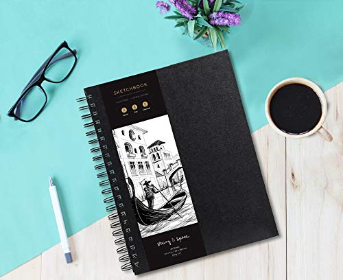 Artist’s Sketchbook Hardcover – 200GSM Very Thick Paper – Large, Spiral Sketch Book for Drawing and Mixed Media – Sketch Pad, Art Book - 8.25 x 11.4, 40 Sheets / 80 Pages