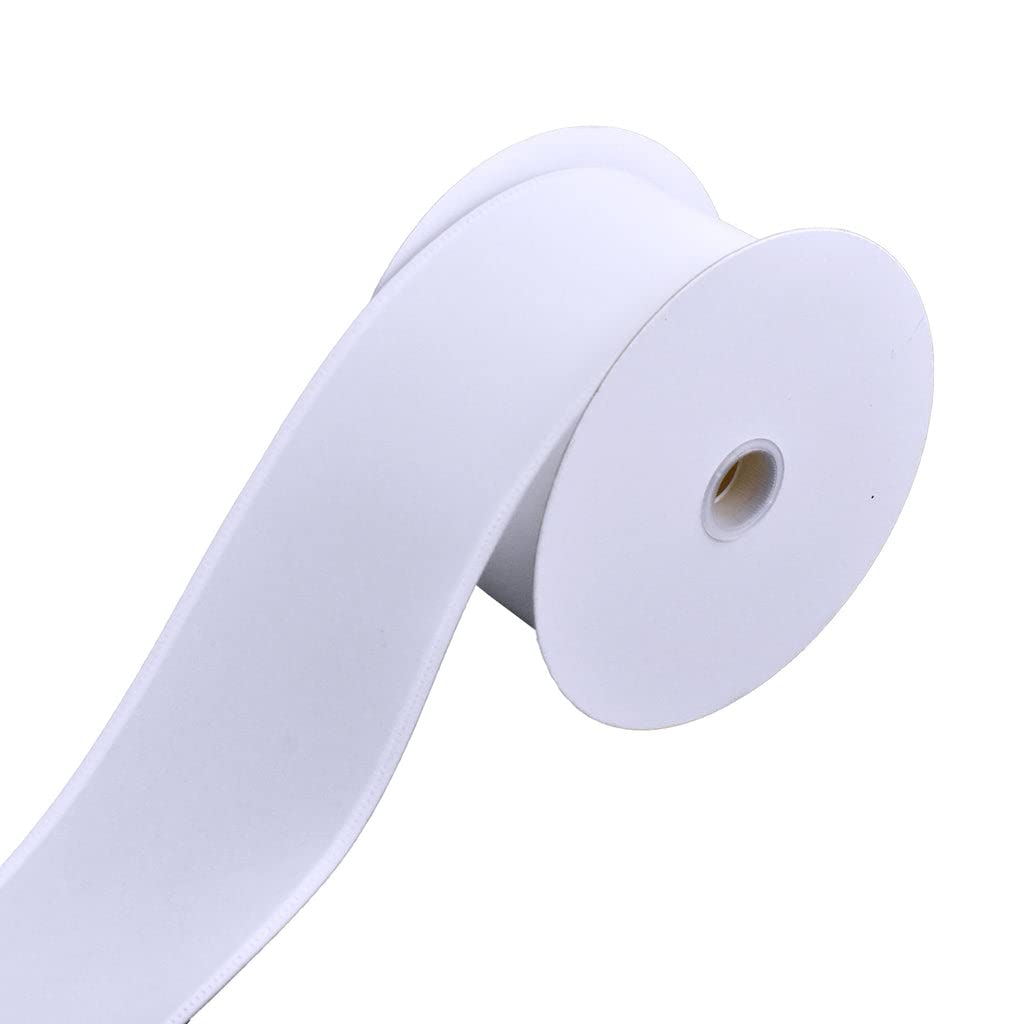 Homeford Christmas Velvet Wired Edge Ribbon, 2-1/2-inch, 10-Yard, White