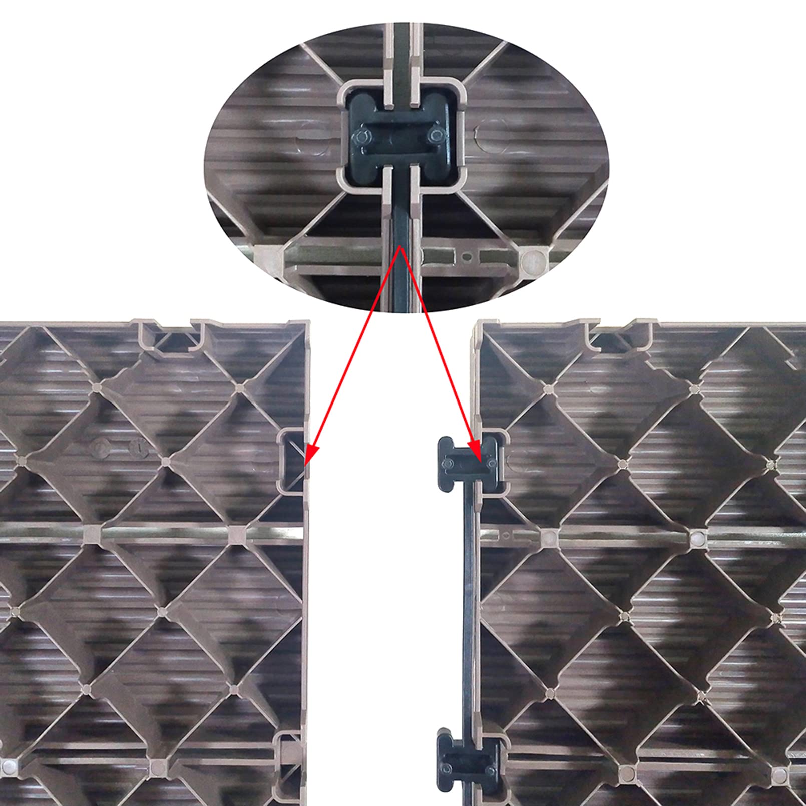 9 Pcs PE Interlocking Patio Deck Tiles, 12 x 12in 4-Slats Straight Pattern Floor Covering for Patio Shower Garden Balcony