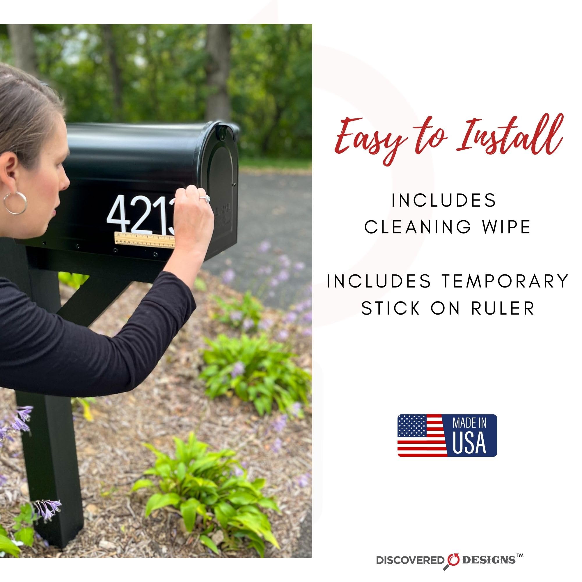 Discovered Designs - Premium Individual 3D Acrylic Mailbox Number – Self Stick – Long Lasting – Weatherproof – Made in USA (White 4 inch, Number 9)