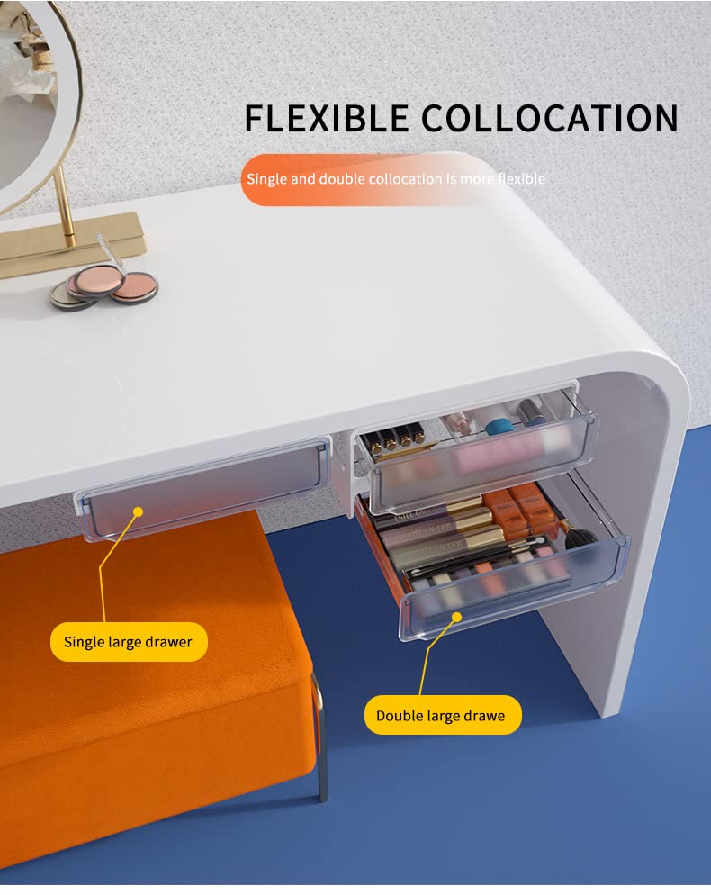 ELJIF Under Desk Drawer, Office Organizer, Storage Cabinet, Self-adhesive Organizer Box, Slide-out Cabinet, Desk Caddy Single Medium (White)