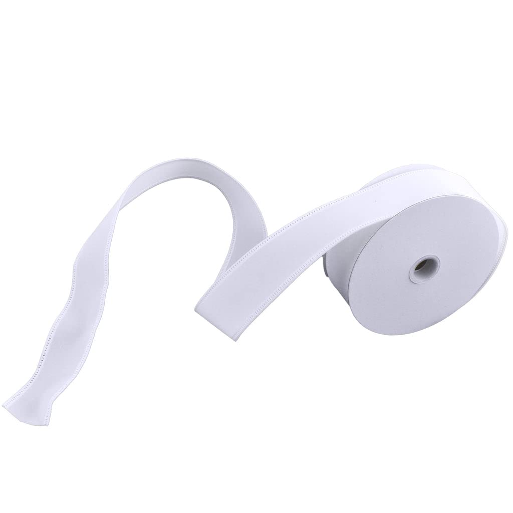Homeford Christmas Velvet Wired Edge Ribbon, 1-1/2-inch, 10-Yard, White