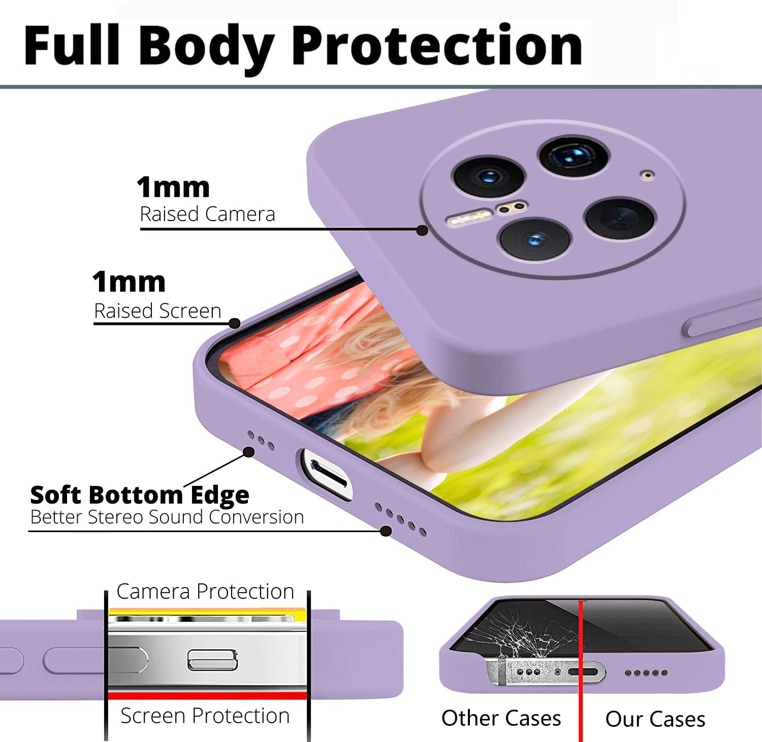 Wousunly Compatible with Huawei Mate 50 Pro Case Silicone Liquid Dark Green, Soft Smooth Touch Huawei Mate 50 Pro Phone Case Silicone Shockproof Thin Cover (Purple)