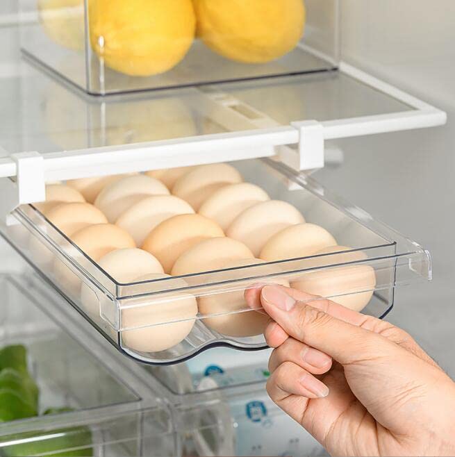 Allpdesky 2 Pack Refrigerator Organizer Bins with Handle, Pull-Out Fridge Drawer Organizer, Freely Pullable Refrigerator Storage Box with. Fridge Egg Drawers