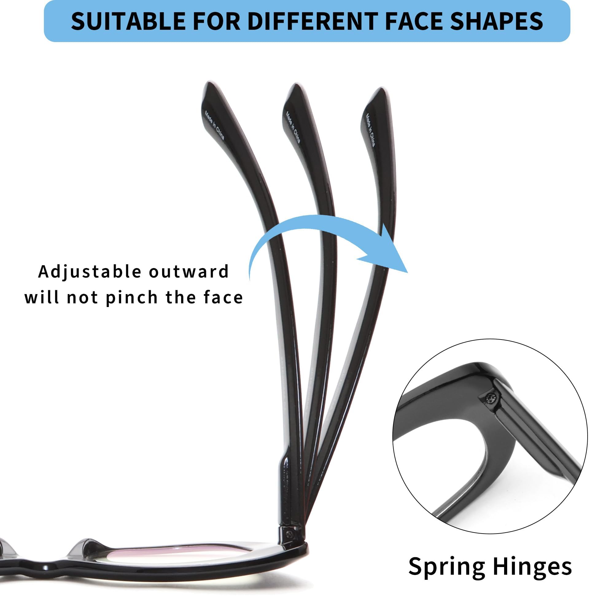 JM 3 Pack Oversized Cat Eye Reading Glasses for Women Funky Blue Light Flexible Cateye Readers +2.75